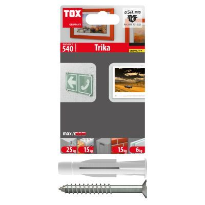 TOX Allzweckdübel TRIKA 5x31 mm + Schraube im Blister, zuverlässige ...